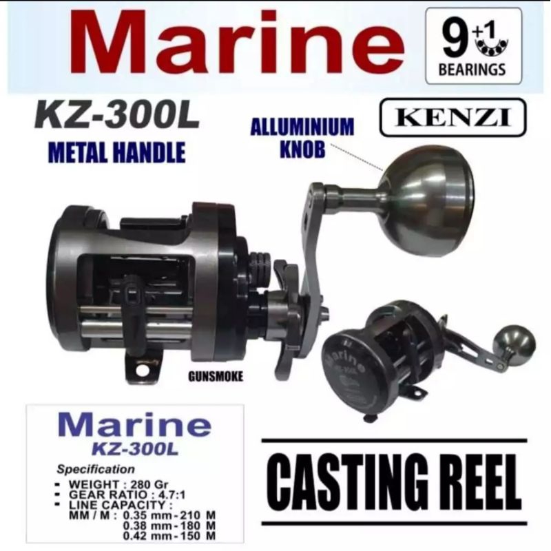 Jual reel overhead OH kenzi marine KZ300 handle kiri | Shopee Indonesia