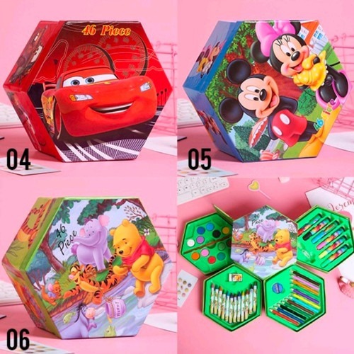 Jual ~ HM8 ~ CRAYON SET 46 PCS PENSIL WARNA SEGI ENAM 5 MOTIF / PENSIL ...