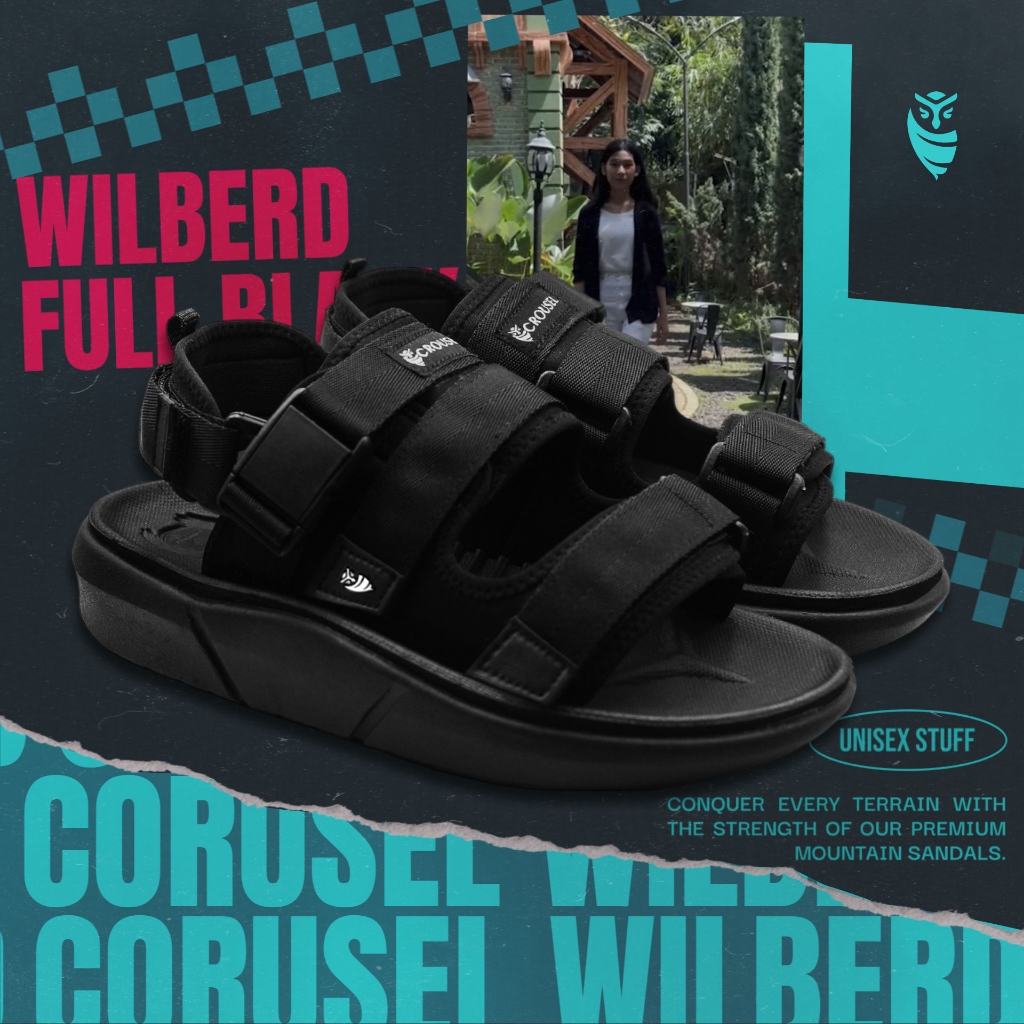 Jual Crousel Sandal Premium \ Unisex - Wilberd Full Black | Shopee Indonesia