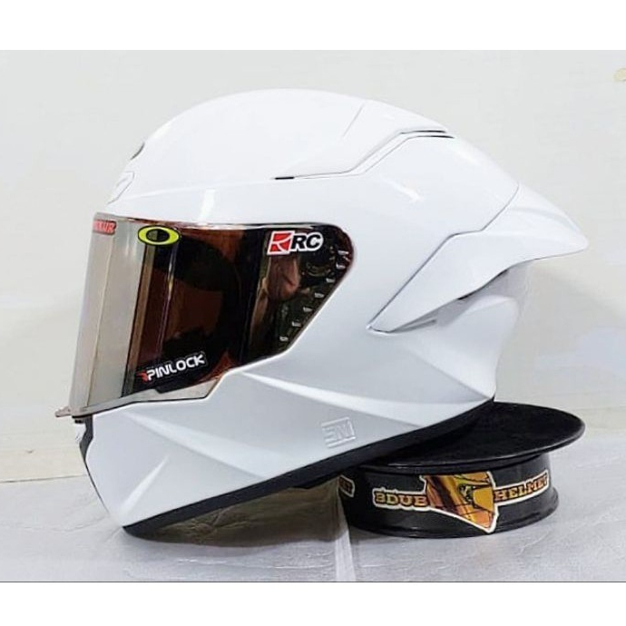 Jual Helm Full Face MLA TTC | MLA HELMET | Whaite Kaca silver/Blue ...