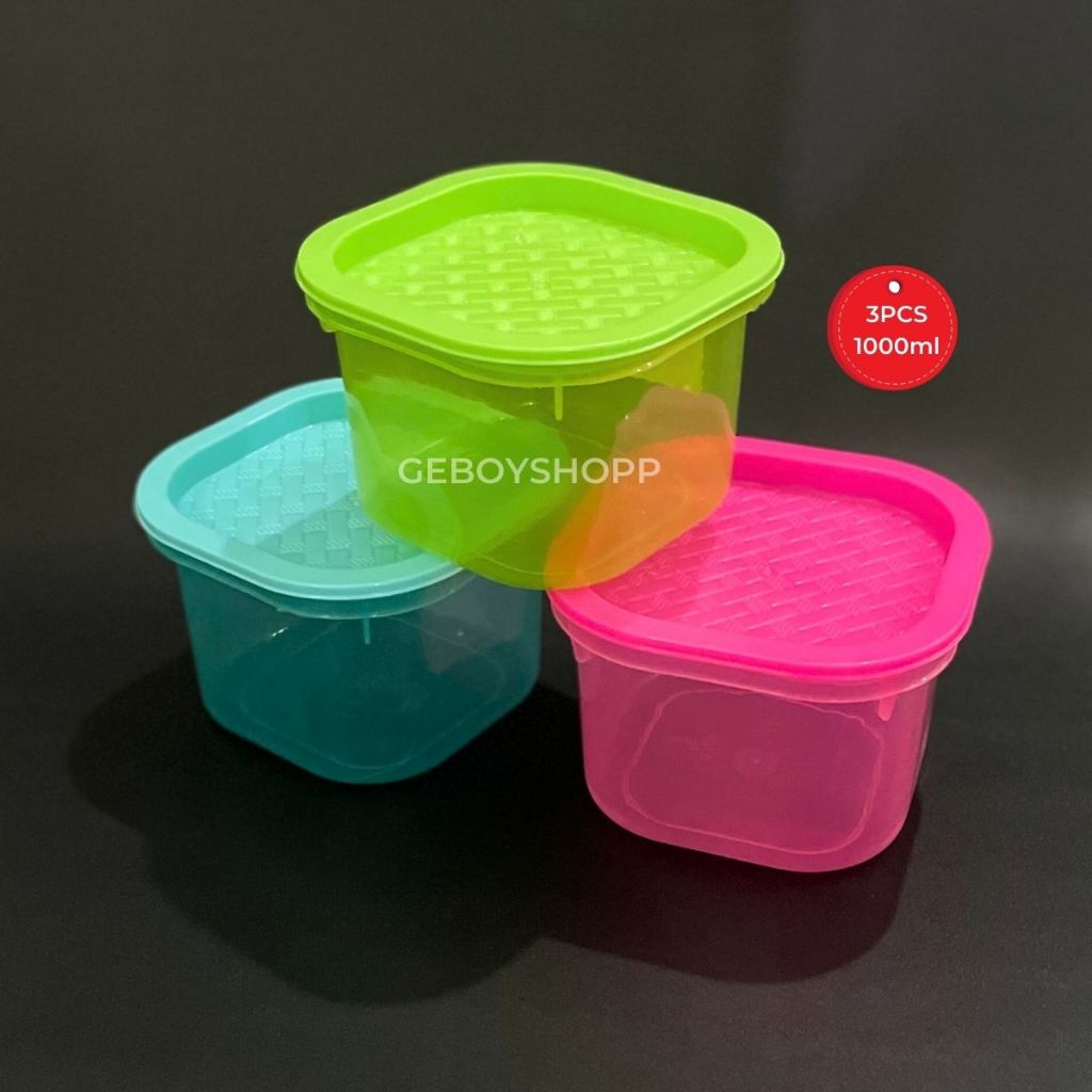 Jual [3PCS] Tempat Penyimpanan Jerami 1000ml / Toples Kue Plastik Murah ...