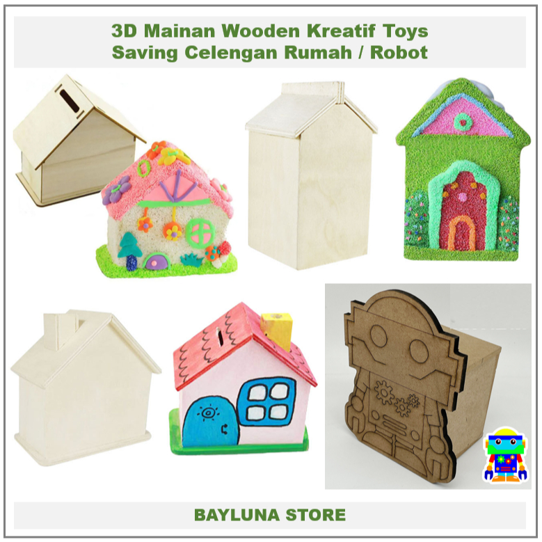 Jual DIY Mainan 3D Kreatif Toys Saving Celengan Rumah / Robot Bahan ...