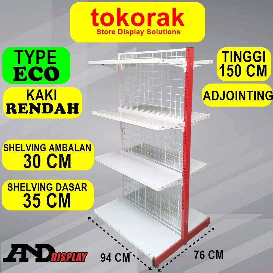 Jual RAK GONDOLA MINIMARKET DOUBLE ADJOINTING ECO KR 35 / 30 CM AMBALAN ...