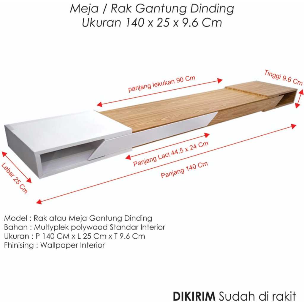 Jual Rak Ambalan Gantung Dinding Ukuran 140cm x 25cm x 9,6 cm | Shopee ...