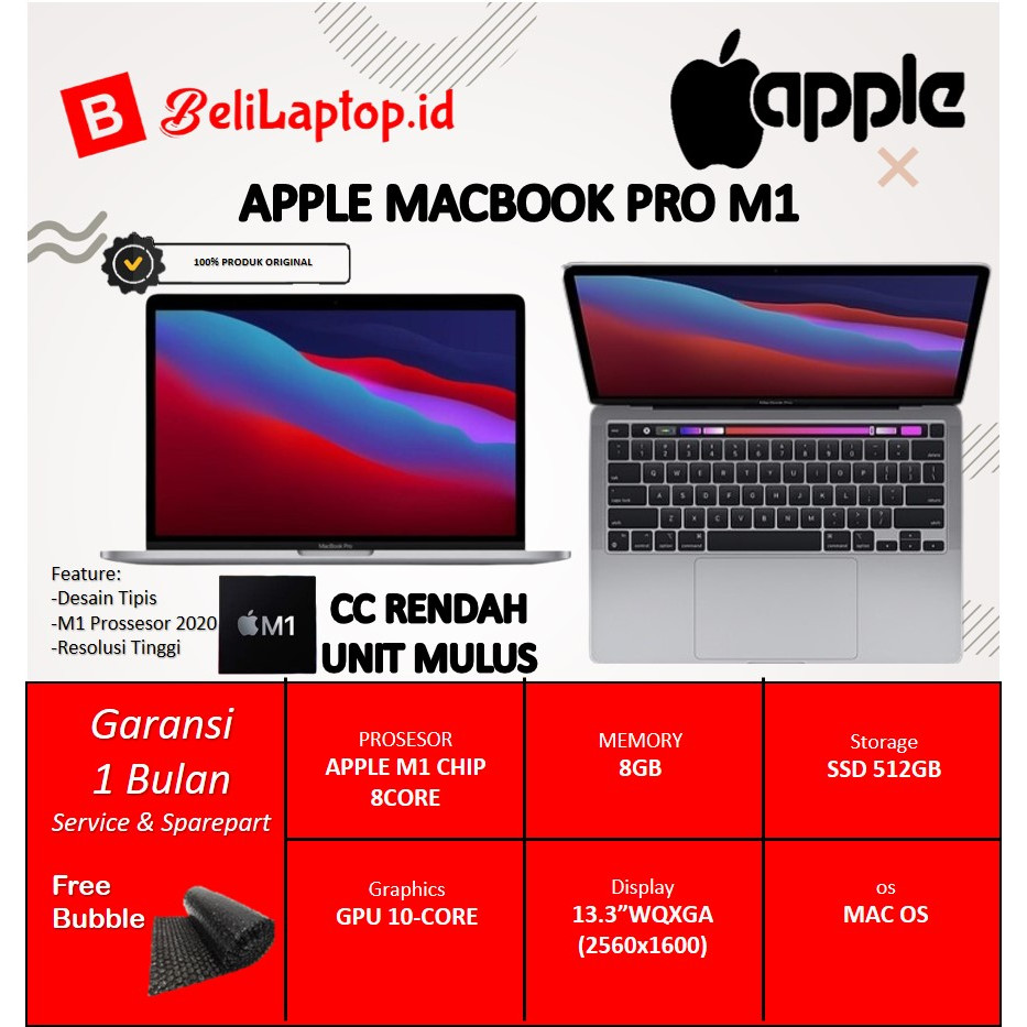 Jual Promo Laptop Apple Murah Macbook Pro M1 13INC MYD92 WUXGA TOUCHBAR ...
