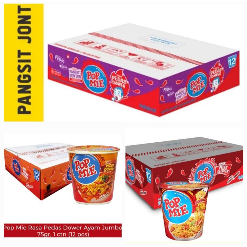 Jual POP MIE CUP 1dus isi 12pc rasa Goreng Spesial/Pangsit Jontor/Pedes ...