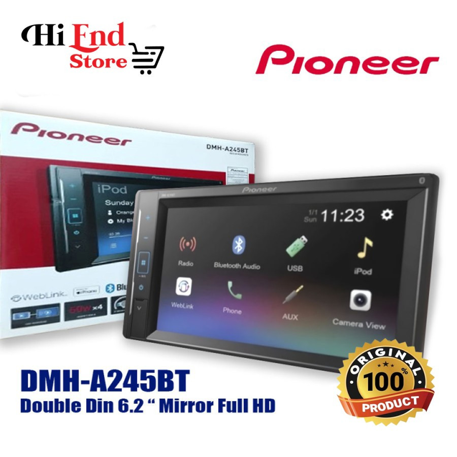 Jual PIONEER Head Unit DMH-A245BT Double Din 6.2 Mirror FullHD | Shopee Indonesia
