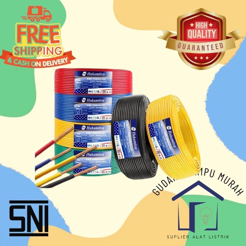 Jual Kabel Listrik NYA 1x1.5mm Hakamitsu 50Y Kabel Kawat Tembaga Murni PVC SNI Kabel Kawat ...