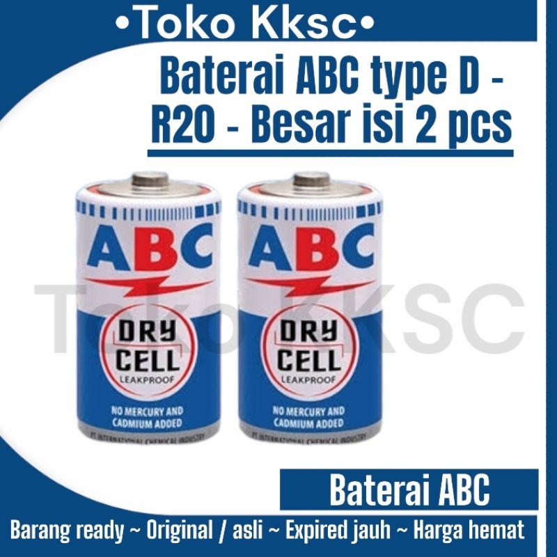 Jual batre ABC biru besar isi 2 pcs / baterai ABC type D R20 | Shopee ...