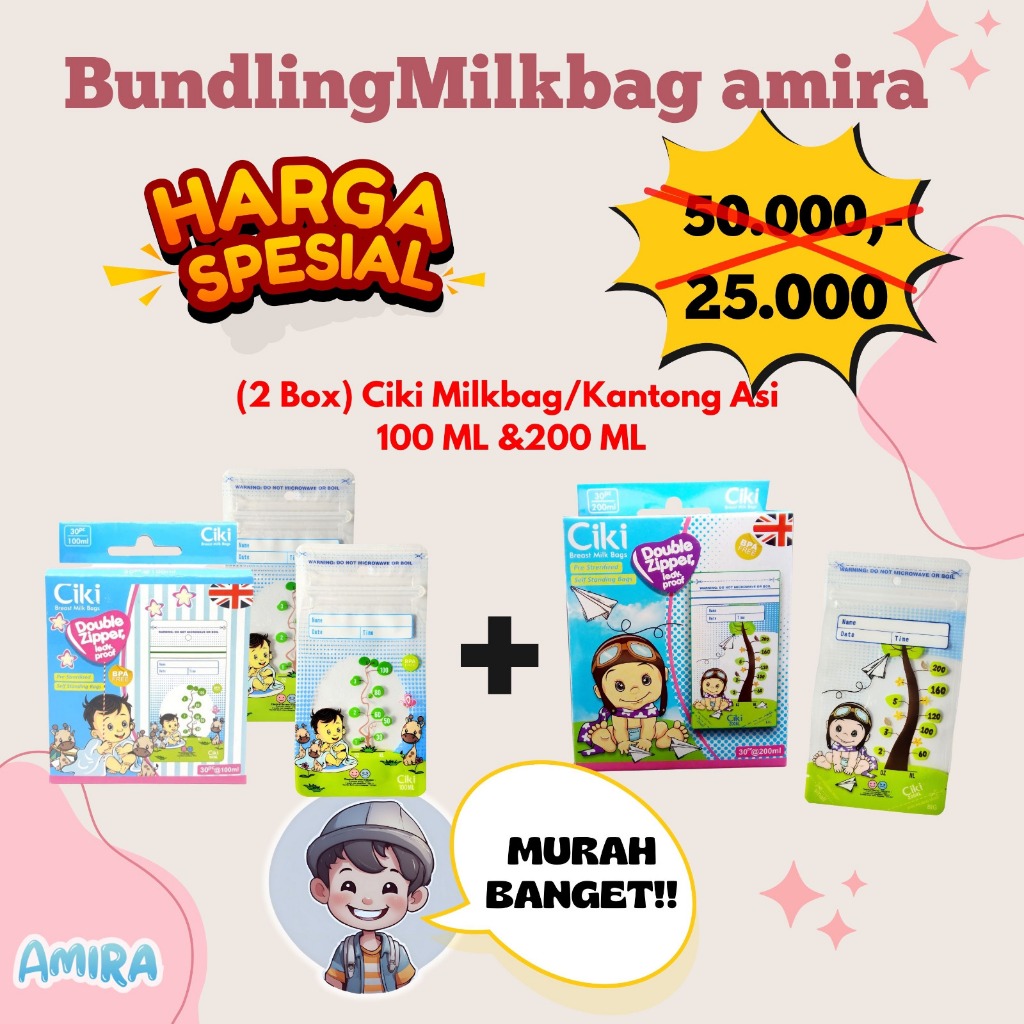 Jual Promo Bundling - CIKI Milk Bag 100 Ml (isi 30 Bj) + Ciki Milk Bag 200 Ml (isi 30 Bj ...
