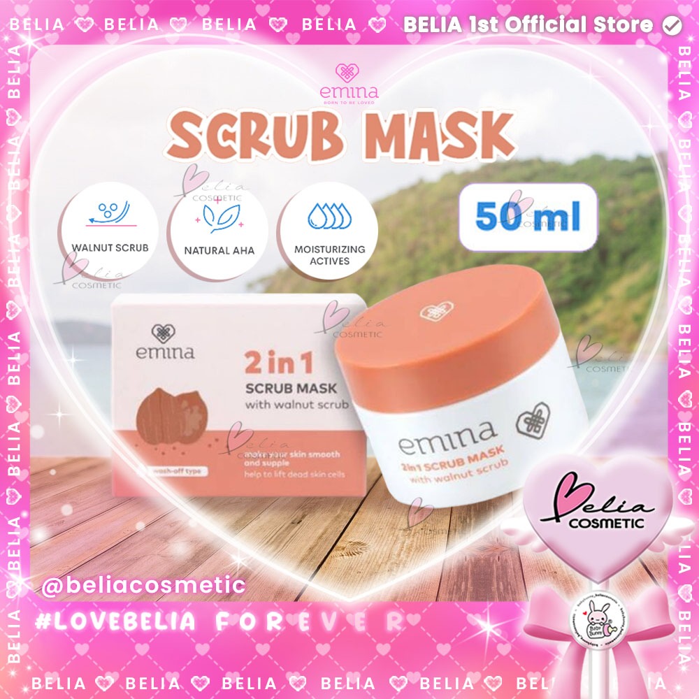 Jual BELIA EMINA Scrub Mask 2 in 1 with Walnut Scrub 50mL | masker ...