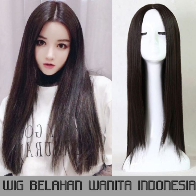 Jual Wig Wanita Rambut Panjang Straight 60 Cm Tanpa Poni Rambut Palsu ...