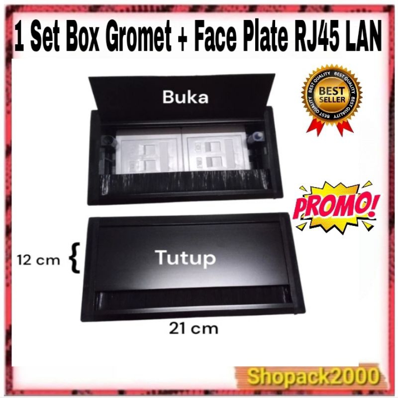 Jual GROMET BOX STOP KONTAK + 2 WALL PLAETE RJ45 2 HOLE MODERN ...