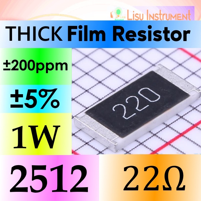Jual 22R 2512 ±5% 1W Thick Film Resistor SMD Chip Resistor 220 22R ...