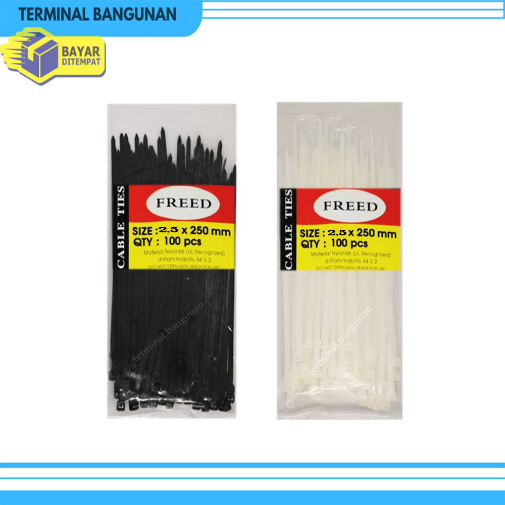 Jual Kabel Ties Nylon Freed 2,5 x 250 mm Putih Hitam Kabel tis | Shopee Indonesia