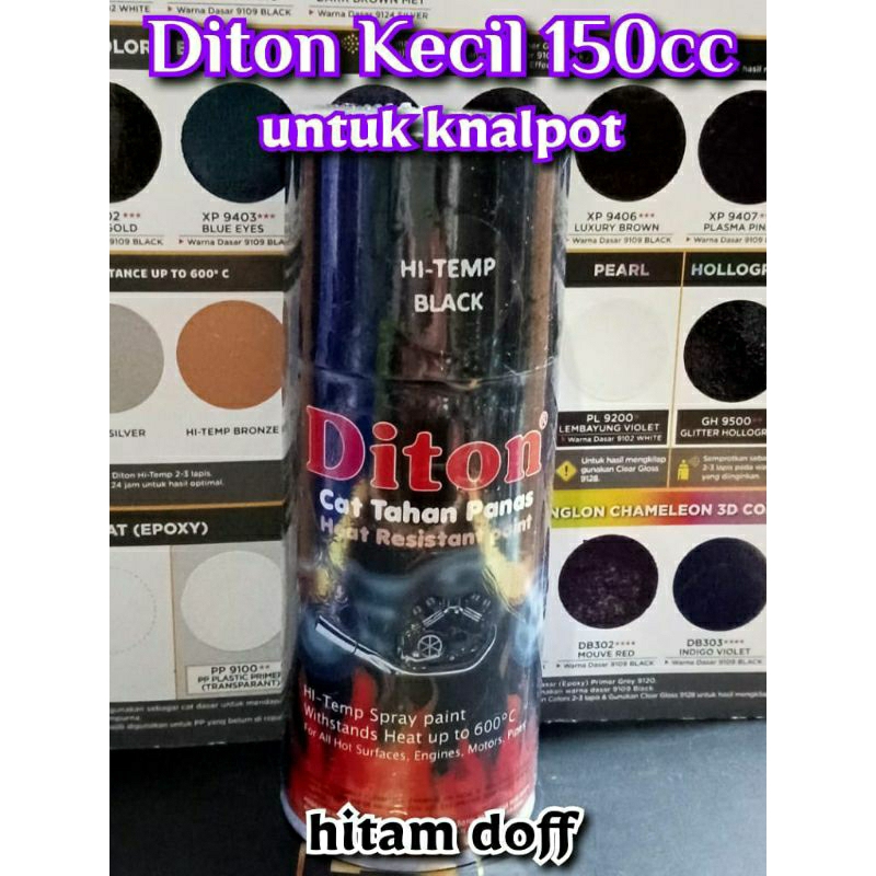 Jual cat semprot tahan panas Diton hi temp kecil 150cc untuk knalpot warna hitam doff 150 cc cat ...