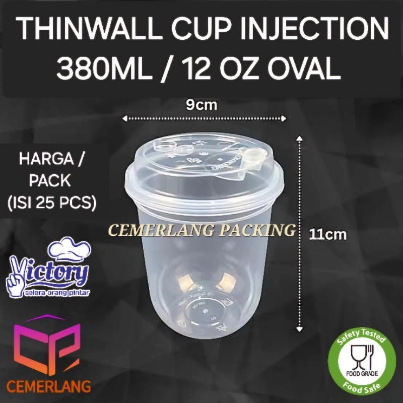 Jual Thinwall PP Cup Injection 380ml / Cangkir Plastik Oval 380 ml 12oz isi 25pcs | Shopee Indonesia