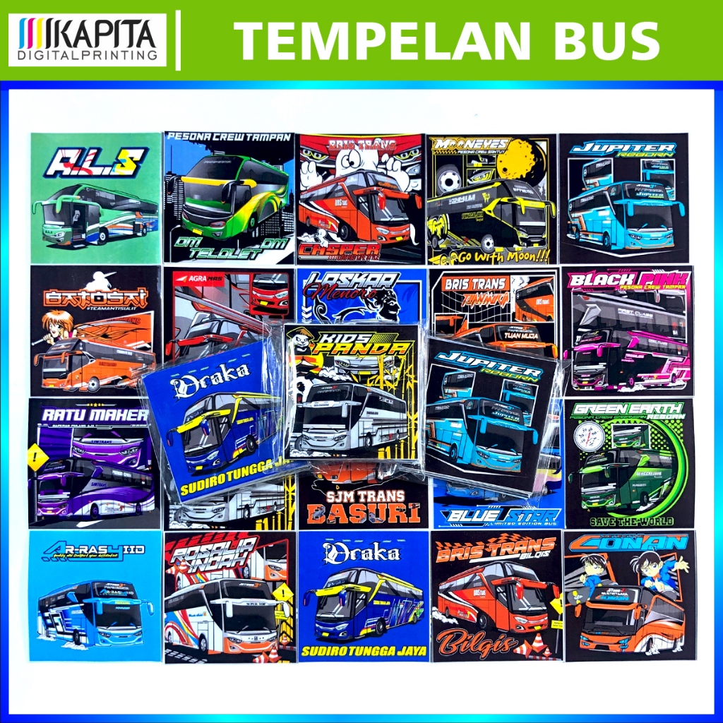 Jual (isi 20 stiker) Tempelan Bus Mania Kotak Glosy anti air bahan ...