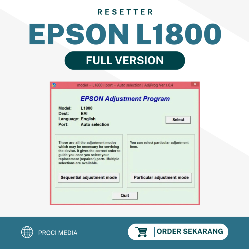 Jual Resetter Epson L1800 Full Version + Tutorial Penggunaan | Shopee ...