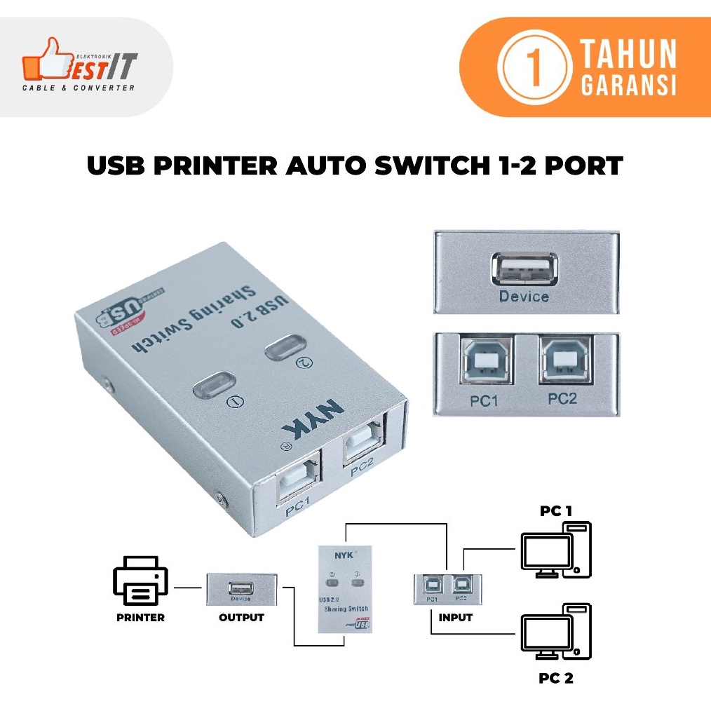 Jual KODE M1P4 USB Sharing Auto Switch 2 Port dan 4port USB Auto Data Switch Printer 2 port dan ...