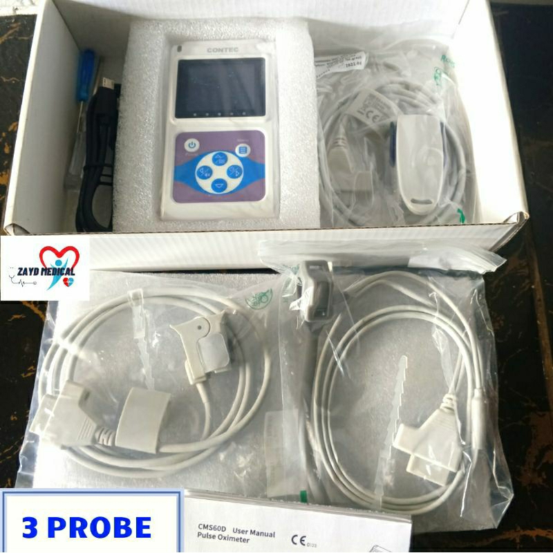 Jual HANDHELD PULSE OXIMETER CONTEC CMS60D 3 Probe | Shopee Indonesia