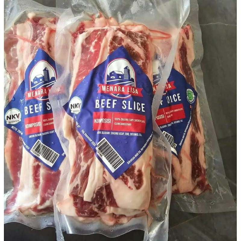 Jual beef daging slice premium 250gr/halal MUI tidak ajuran merk menara ...