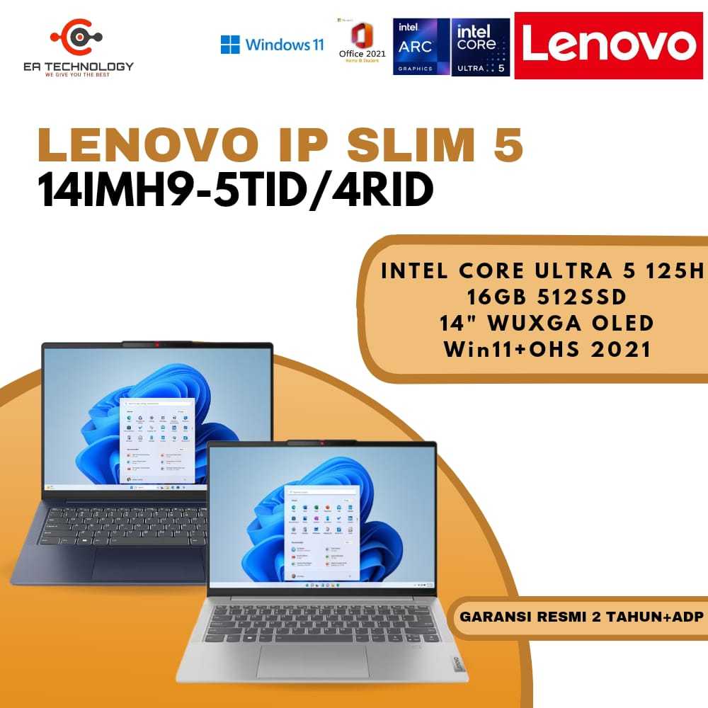 Jual LENOVO IP Slim 5 14IMH9-5TID/4RID Core Ultra 5-125H 16GB 512SSD WUXGA OLED W11+OHS | Shopee ...