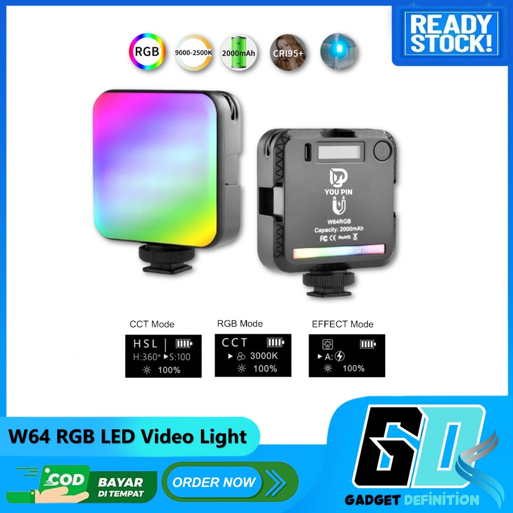 Jual Lighting YOU PIN W64 RGB LED Video Light Magnetic Lampu Studio Video Foto LED Video Light ...