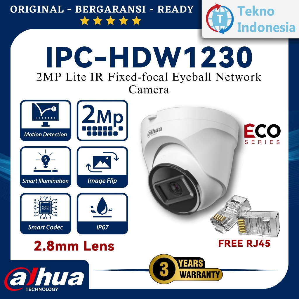 Jual Dahua Eco Series IPC HDW1230 2MP IR Eyeball IP Camera CCTV Indoor Turret | Shopee Indonesia