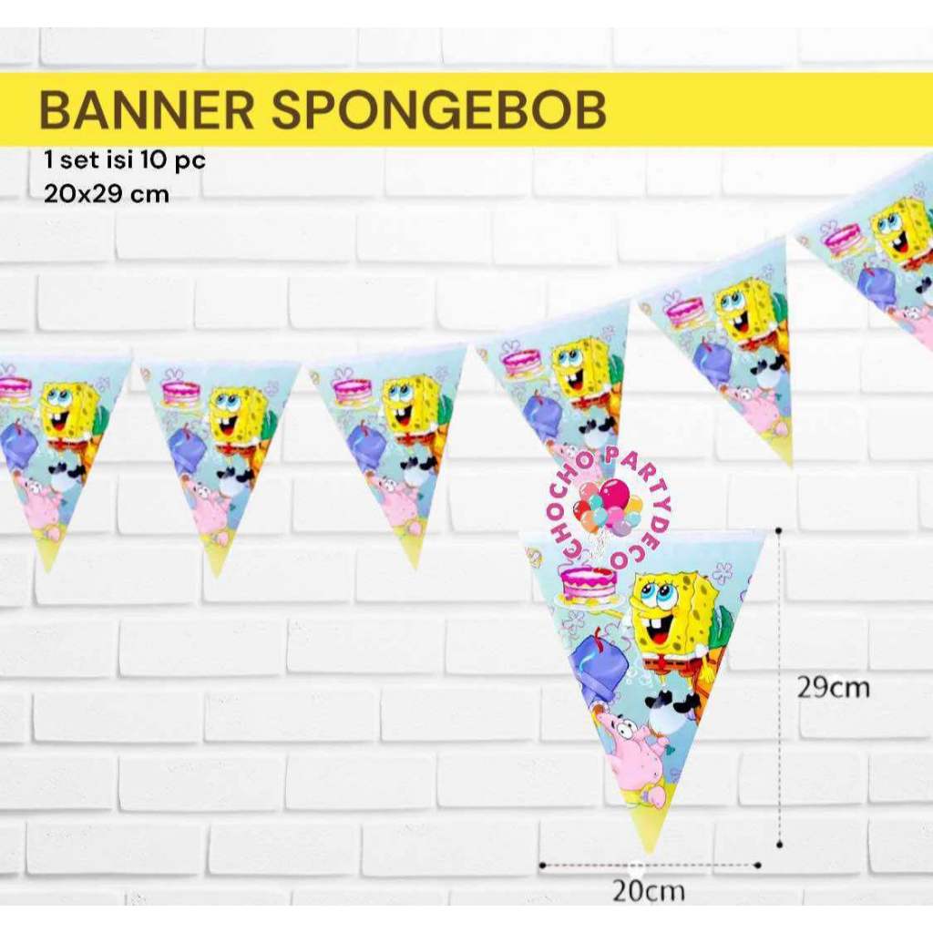 Jual Bunting Flag SPONGEBOB SQUAREPANTS / Banner Ulang Tahun Spongebob ...