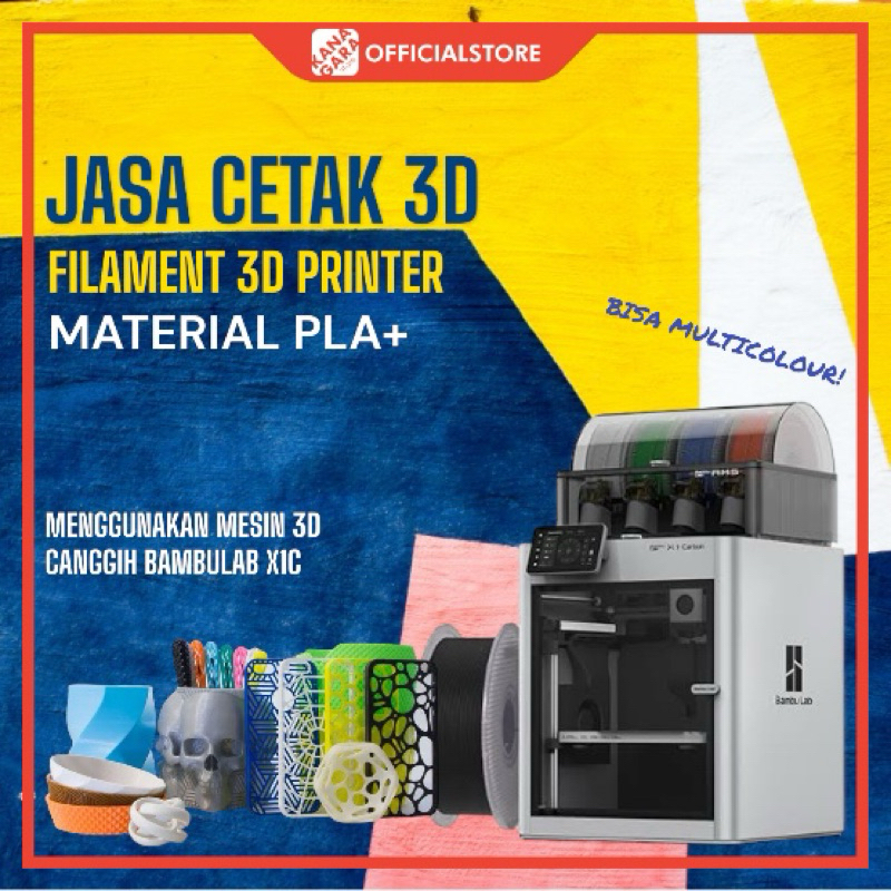 Jual Jasa Cetak 3D Print FDM Bahan PLA+ BAMBULAB X1C 3d Printing ...