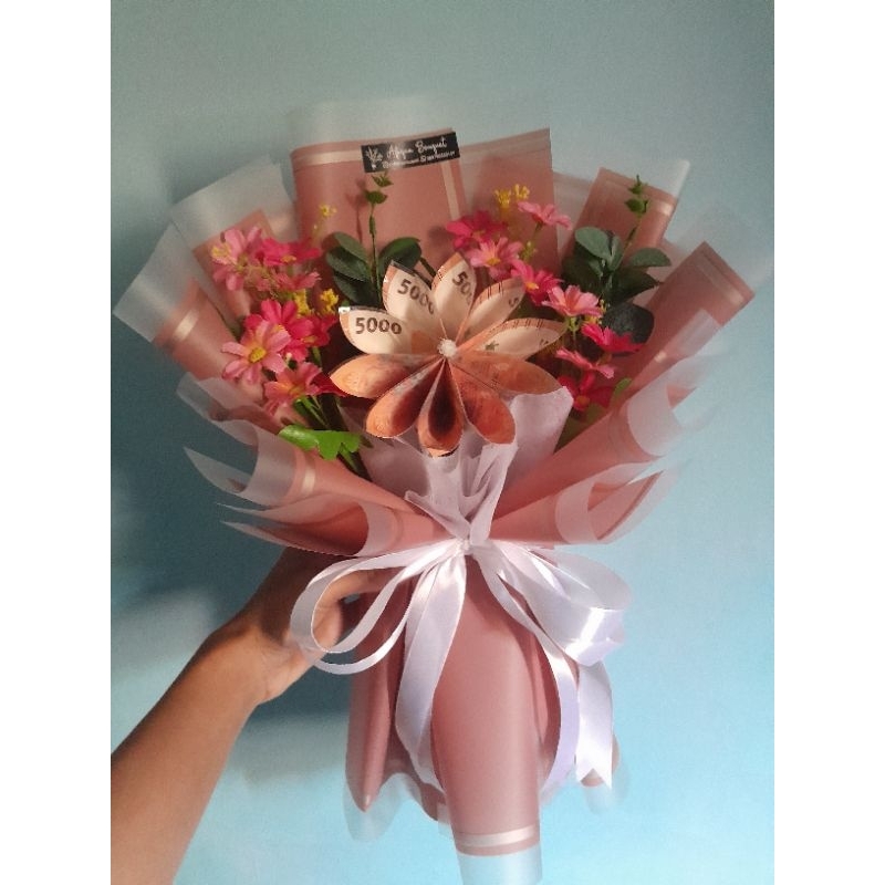 Jual Buket Uang Model Bunga 1 Tangkai | Buket uang 5 Lembar | Shopee ...