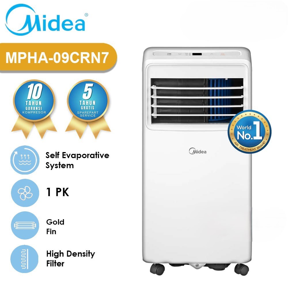 Jual AC PORTABLE MIDEA 1 PK MPHA-09CRN7 / MPHA09CRN7 GOLD FIN WITH RODA ...