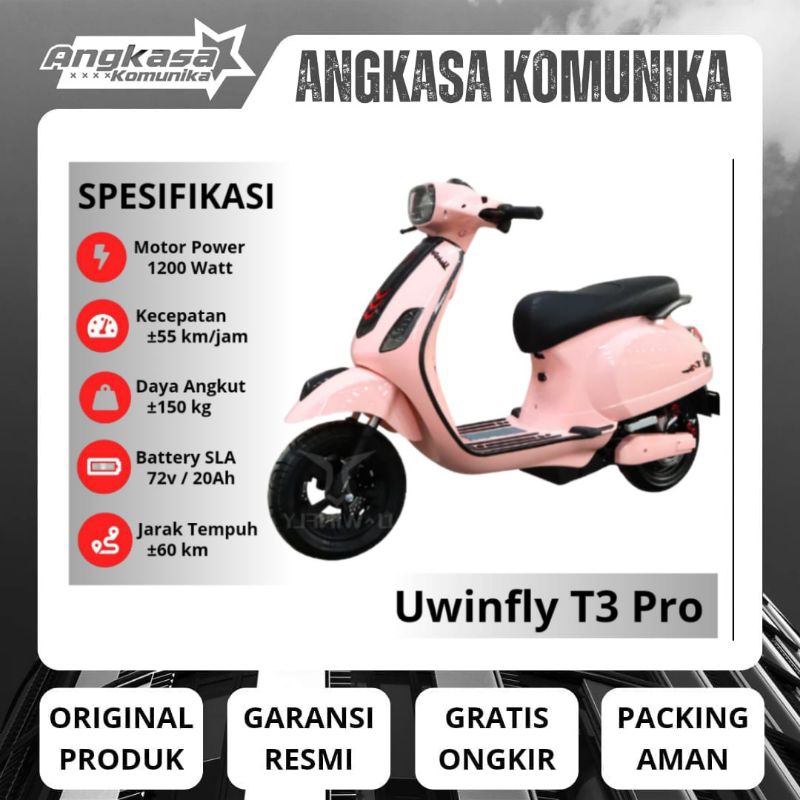 Jual Motor Listrik Uwinfly T3 Pro 1200 Watt 60 km/jam Garansi Resmi | Shopee Indonesia