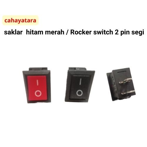 Jual Saklar 2 pin Hitam merah / Rocker switch 2 pin segi hitam merah ...