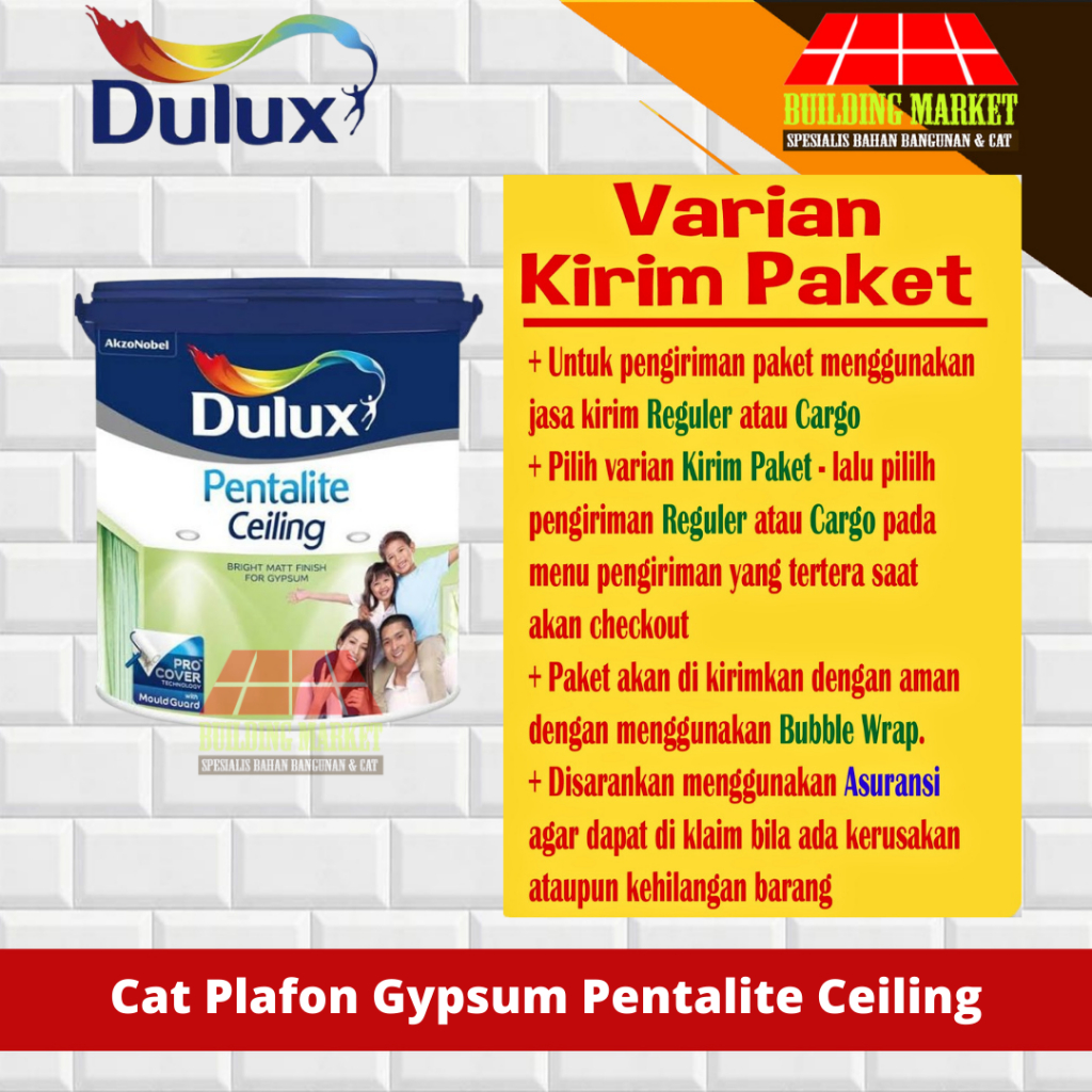Jual Cat Plafon Gypsum Dulux Pentalite Ceiling Matt White 5 KG Paket ...