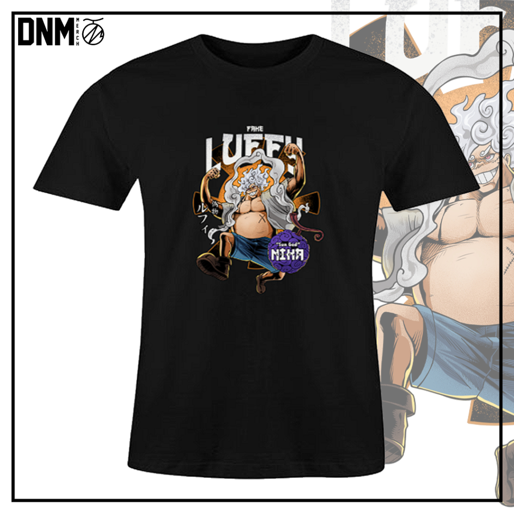 Jual Kaos Anime One Piece Fake Luffy Nika Gear 5 Demalo Black | DNM ...