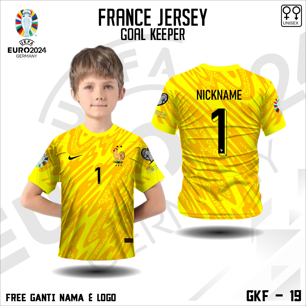 Jual Jersey anak Kiper bola Perancis piala eropa 2024 kaos baju timnas ...