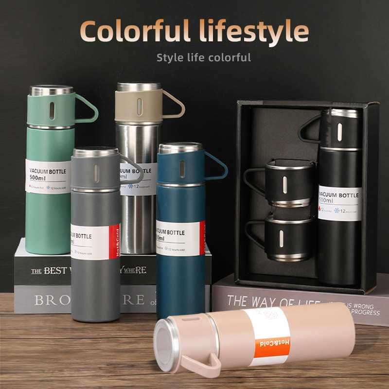 Jual Termos Thermos Vacuum Flask Set / Botol Minum Cangkir Premium 500 ...