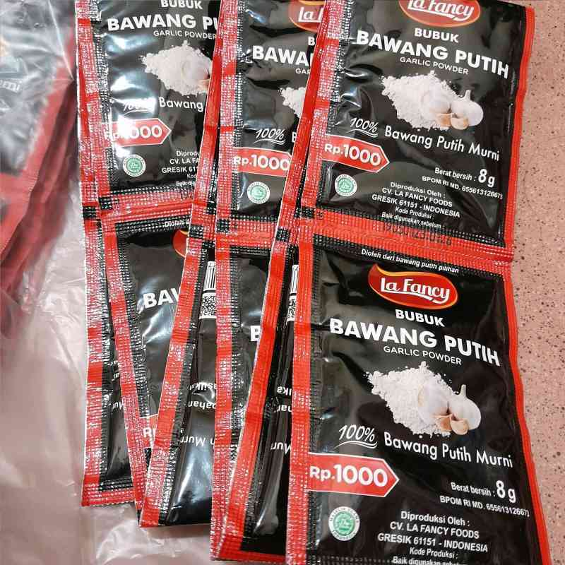 Jual La Fancy bawang putih garlic bubuk renteng 8gr(isi 12 psc ...