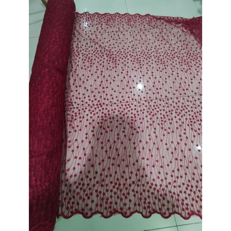 Jual Tulle Motif Rose Polos/Tile Rose Tampa Payet | Shopee Indonesia