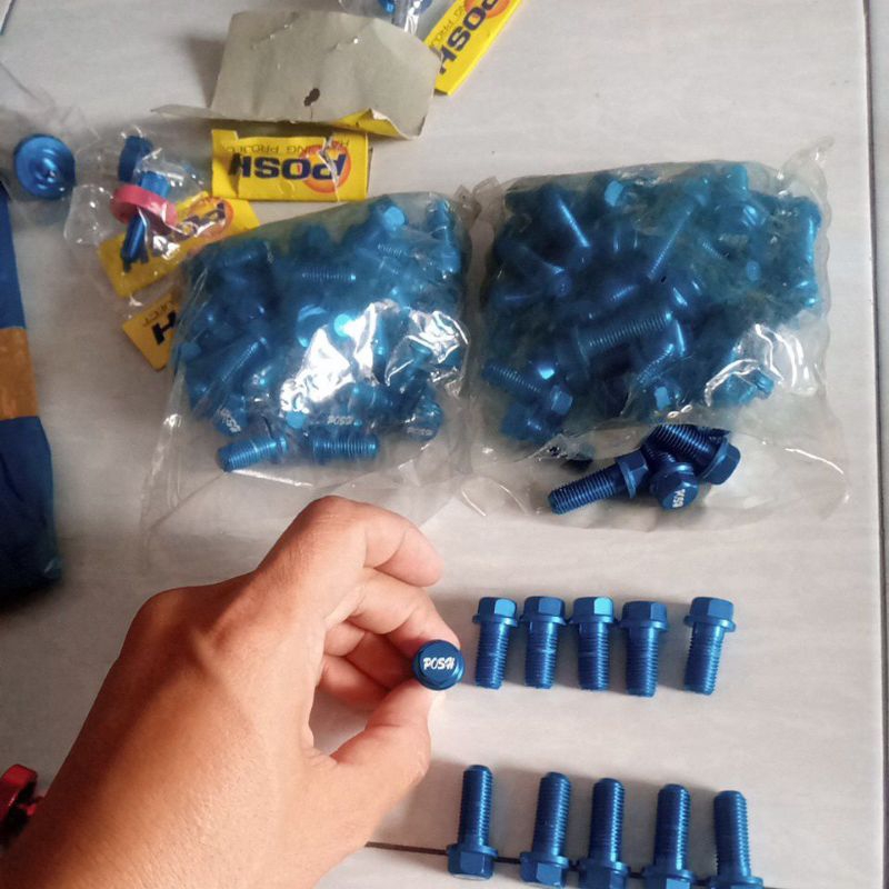 Jual baut posh kunci 14 panjang 2cm dan panjang 2,5cm warna biru posh ...