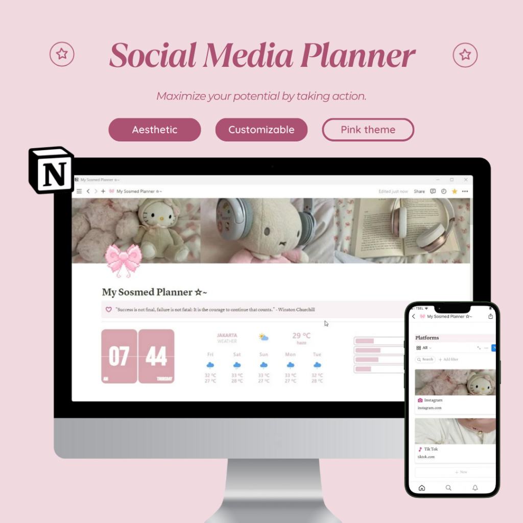 Jual Social Media Planner for Content Creator | Notion Template ...