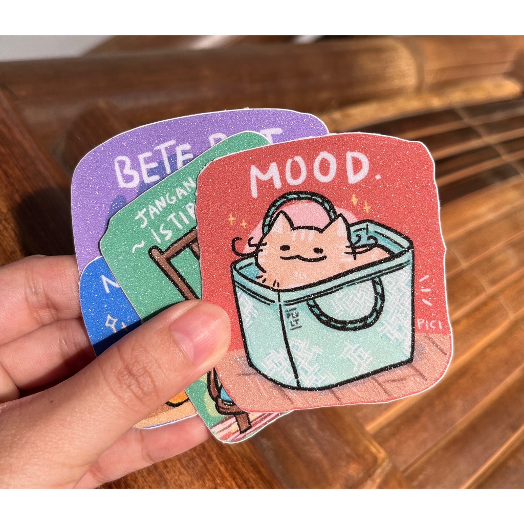 Jual Sticker Die Cut Urecima Mood kucing lucu Hadiah Unik Imut DIY ...