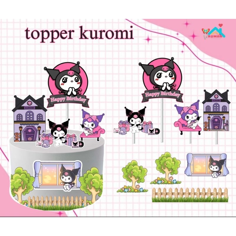 Jual topper kuromi/hiasan kue ulang tahun/happybirthday/toppercake zoom ...