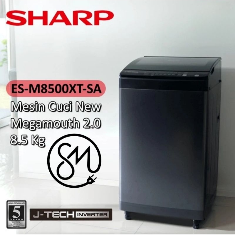 Jual Mesin cuci Sharp ES-M8500XT-SA 8.5 kg Top Loading 1 tabung ESM8500XT Inverter | Shopee ...