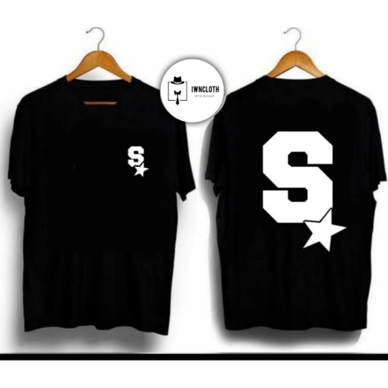 Jual kaos inisial NAMA HURUF S STAR SABLON DTF/t-shirt kaos baju distro ...