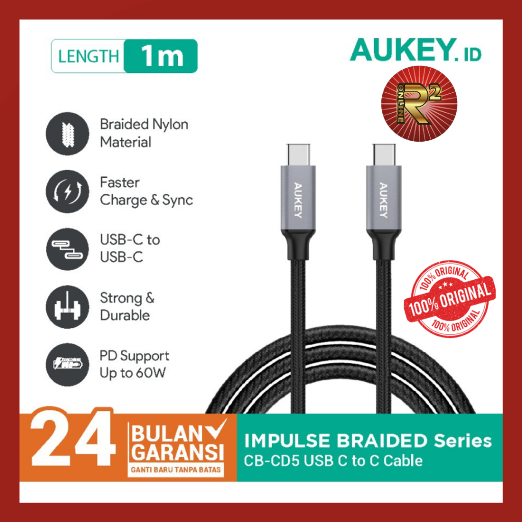 Jual Aukey CB CD5 Cable USB C To C Original Garansi Resmi Aukey ...
