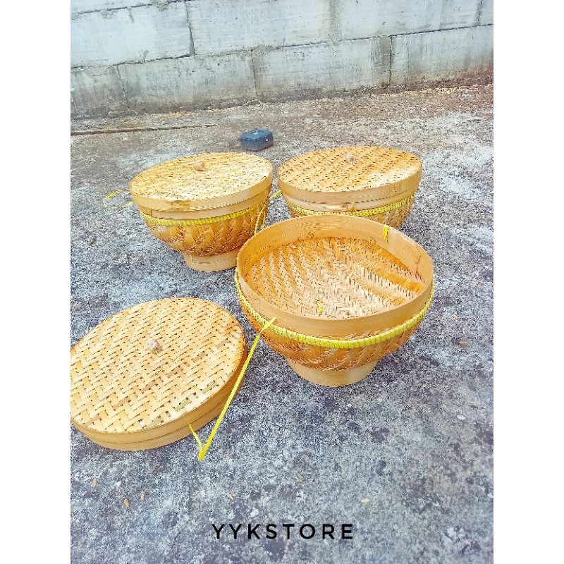 Jual JUMBO WAKUL NASI TUTUP / BAKUL BAMBU / CETING BAMBU 24CM | Shopee ...