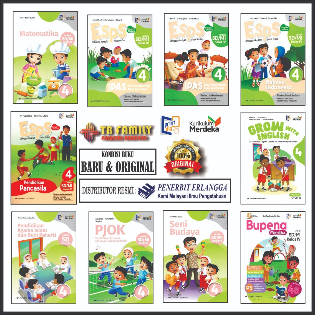 Jual Buku Paket Kurikulum Merdeka KURMER Kelas 4 SD/Mi Penerbit Erlangga | Shopee Indonesia